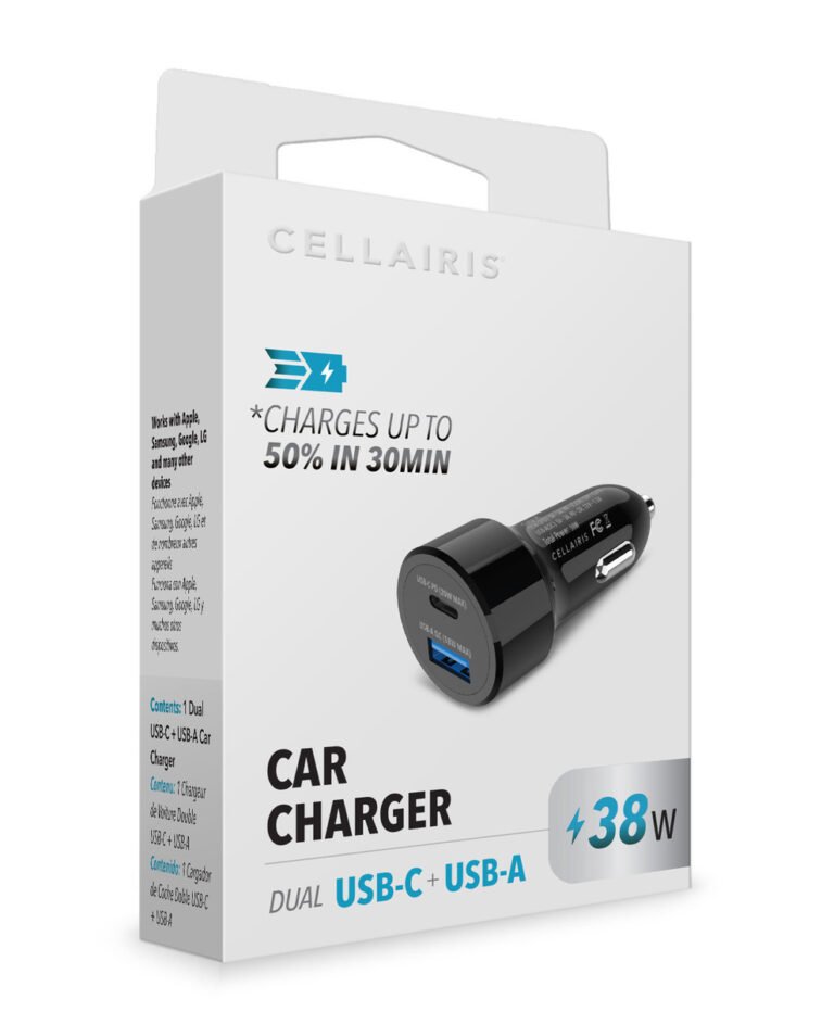 Cargador De Vehículo Cellairis - Doble USB-A + USB-C 38W Color Negro ...
